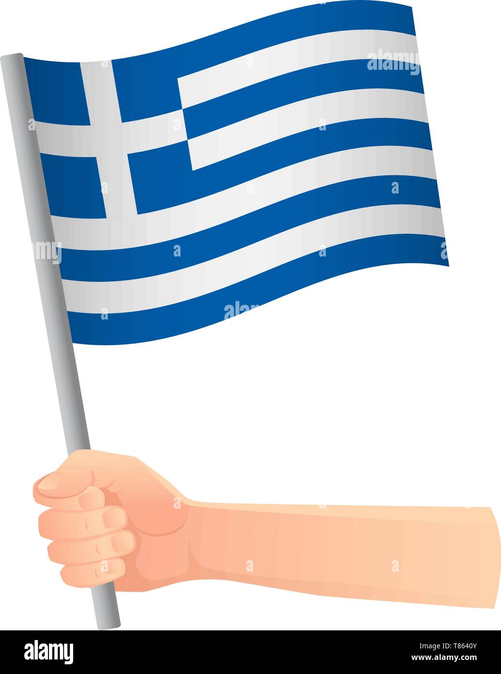 Greece flag in hand. Patriotic background. National flag of Greece ...