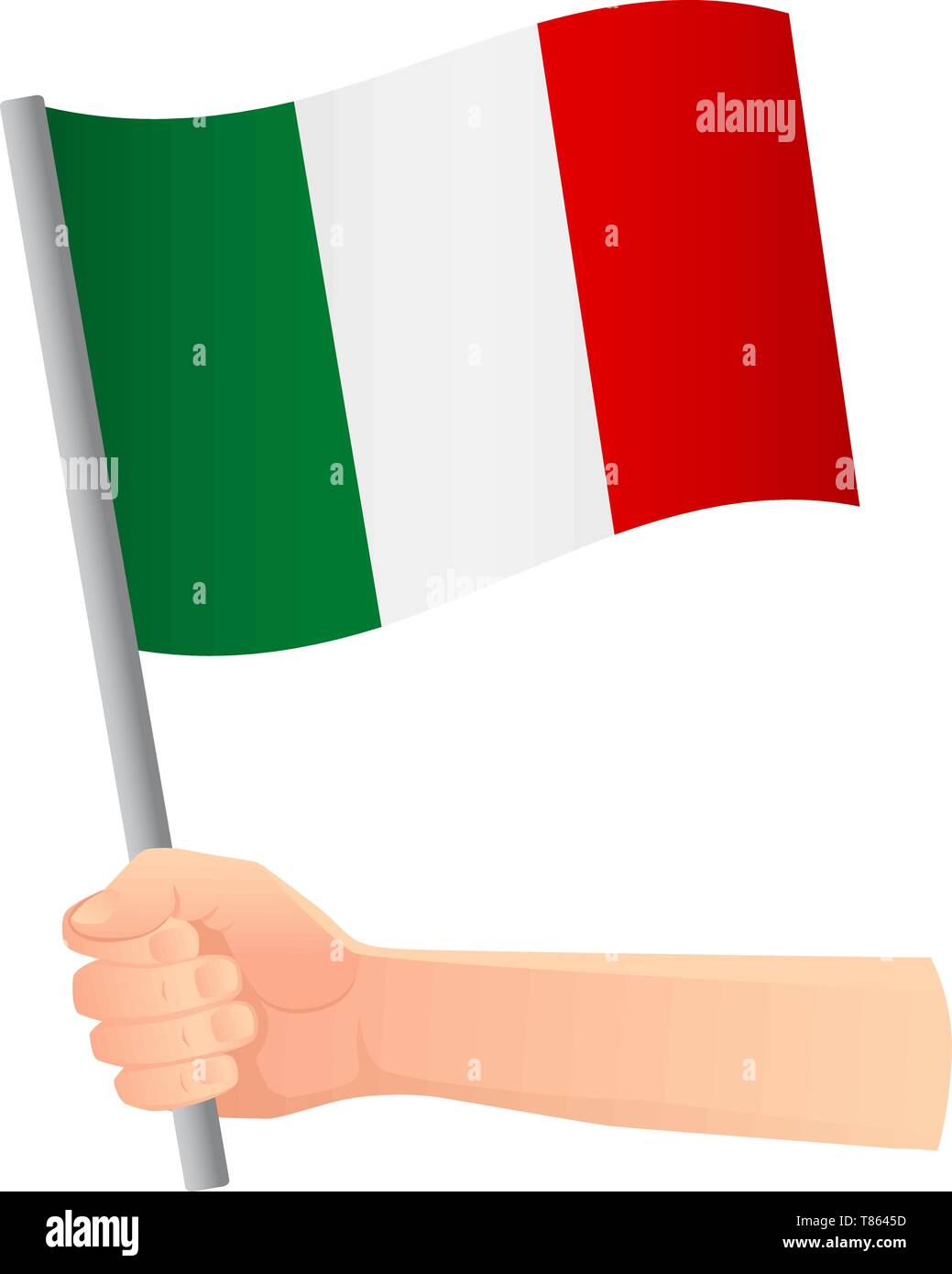 Italy flag in hand. Patriotic background. National flag of Italy vector ...