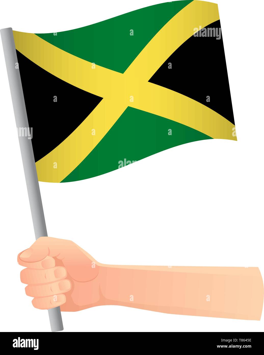 Jamaica flag in hand. Patriotic background. National flag of Jamaica ...