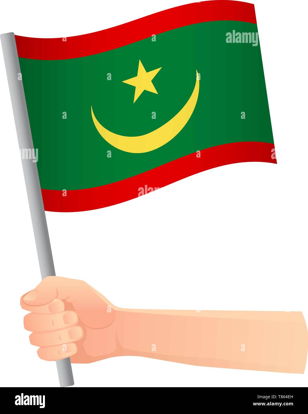 Mauritania flag in hand. Patriotic background. National flag of ...