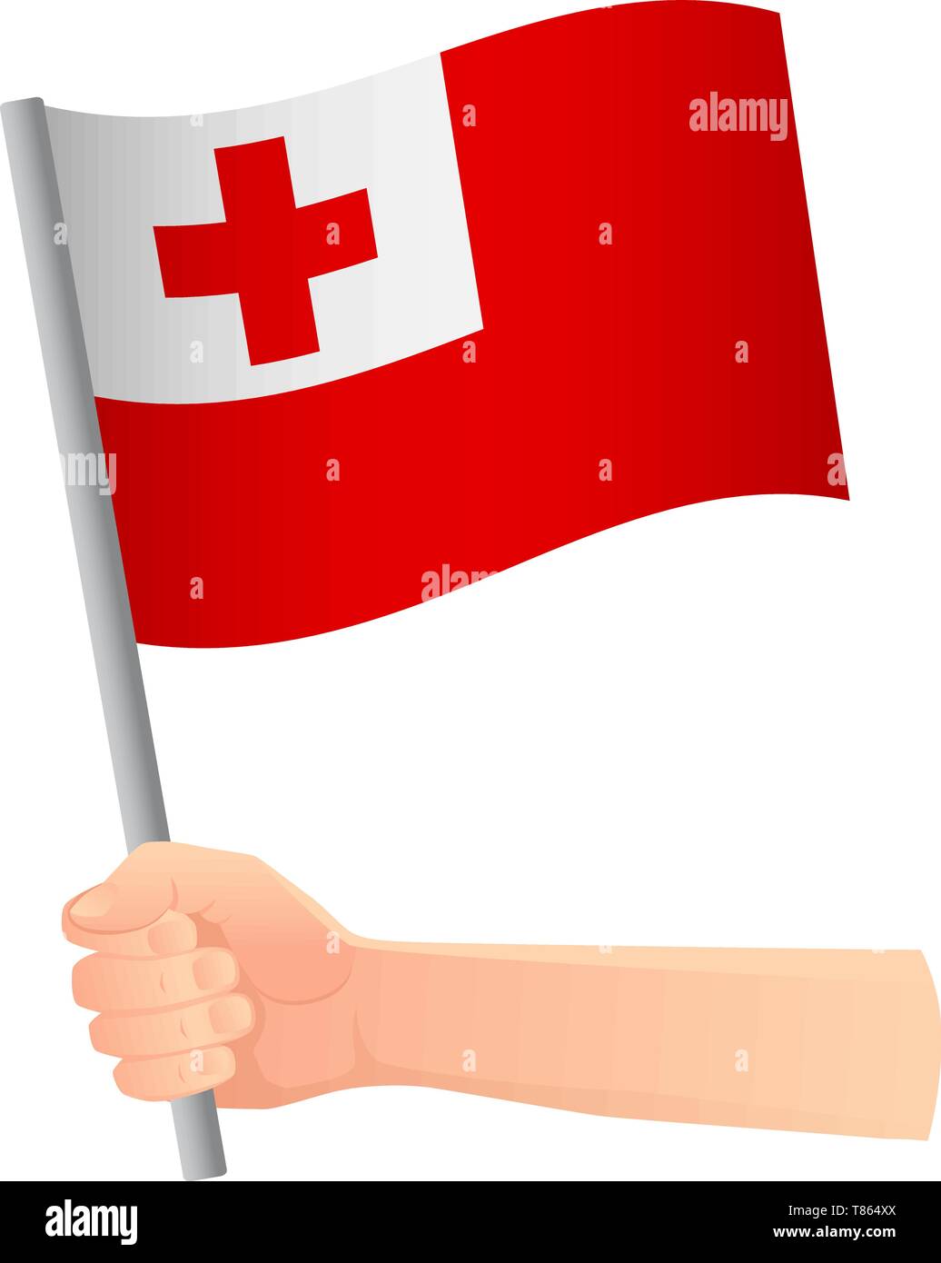 Tonga flag in hand. Patriotic background. National flag of Tonga vector ...