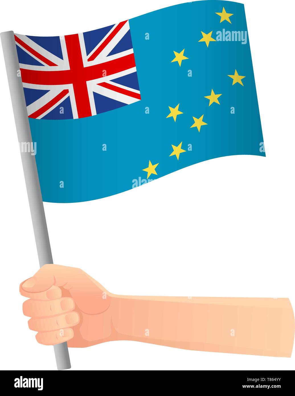 Tuvalu flag in hand. Patriotic background. National flag of Tuvalu ...