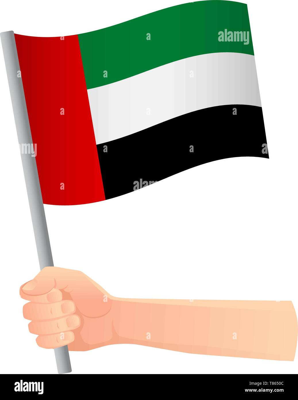 United arab emirates flag in hand. Patriotic background. National flag ...