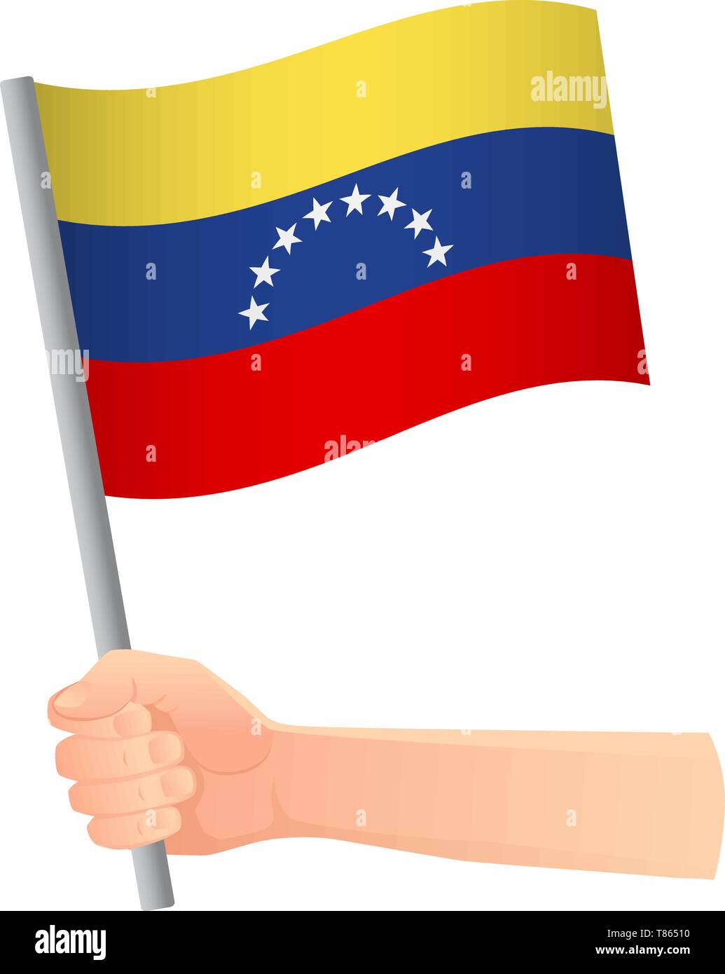Venezuela flag in hand. Patriotic background. National flag of ...
