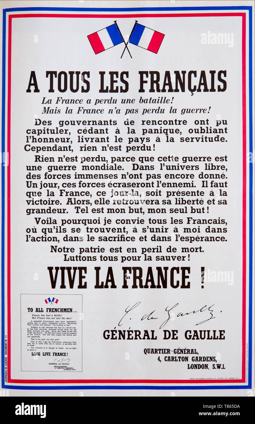 France, Paris, former propaganda poster of the Second World War (39-45 ...