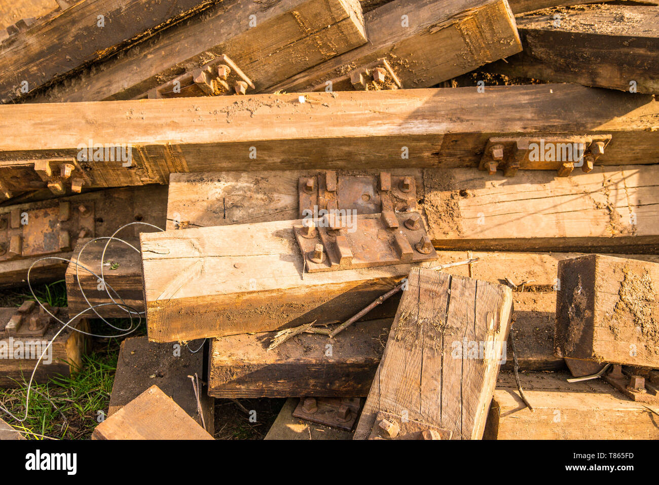 old railway sleepers of an old railway in Poland Stock Photo - Alamy