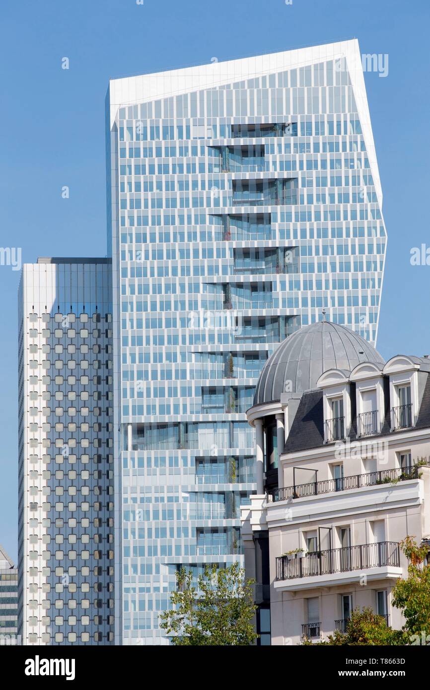France, Hauts de Seine, Puteaux, La Défense tower and Haussmann ...