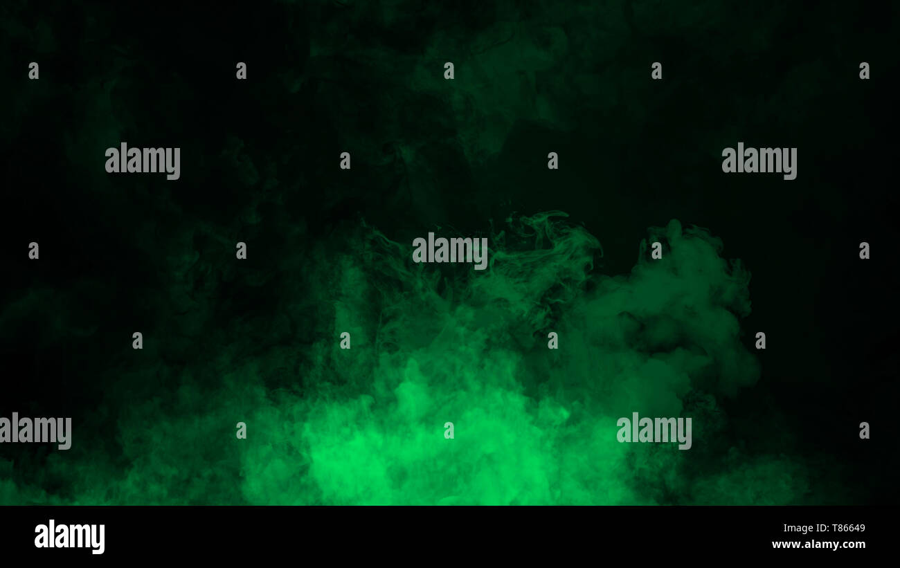 Green fog or smoke isolated special effect on the floor. White ...