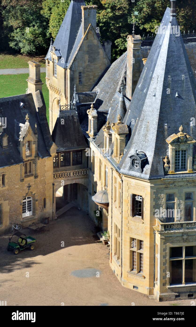 France, Nievre, La Fermete, Castle of Prye (aerial view Stock Photo - Alamy