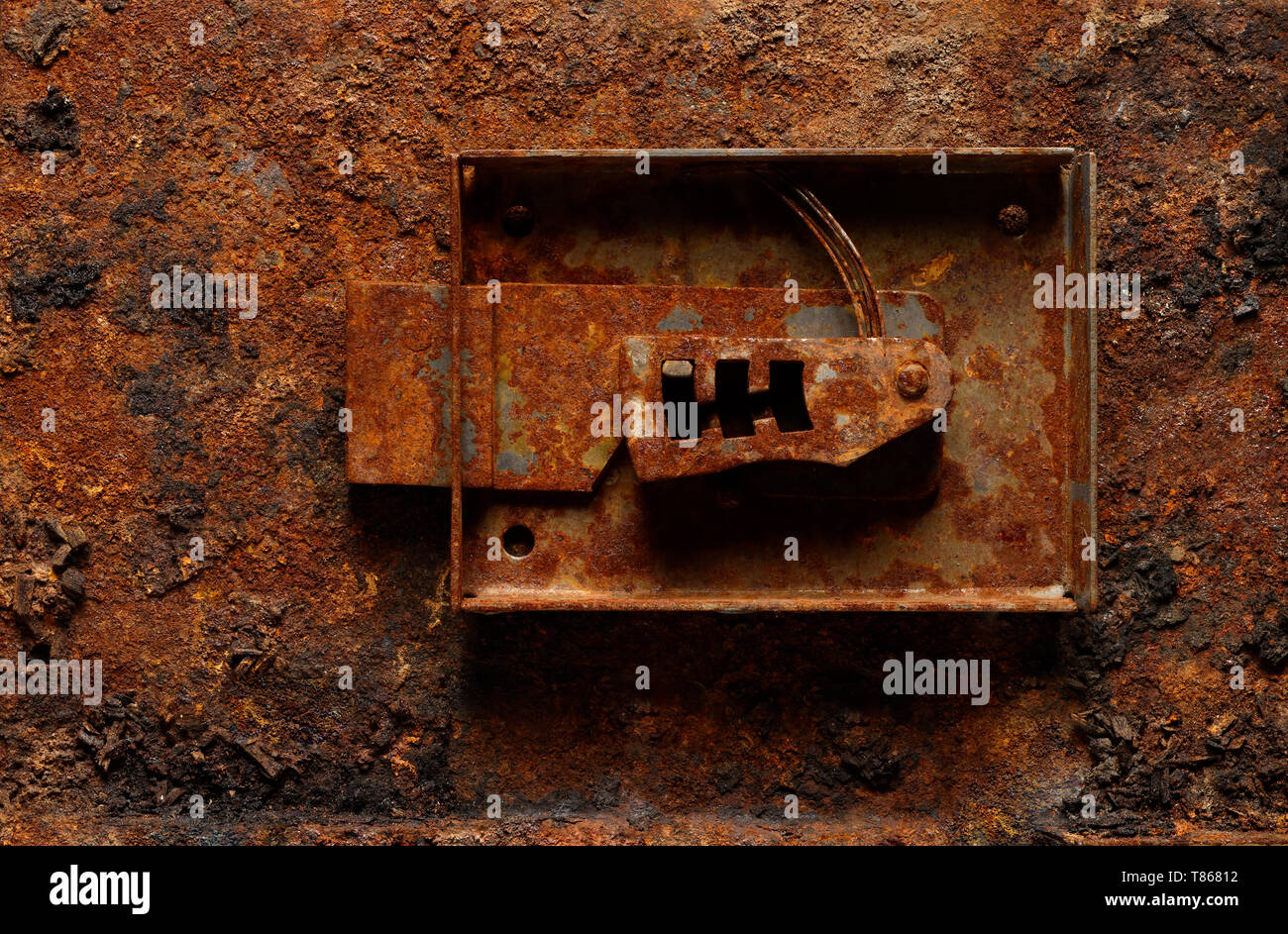 Backgrounds and textures: old broken corroded safe lock on rough rusty ...