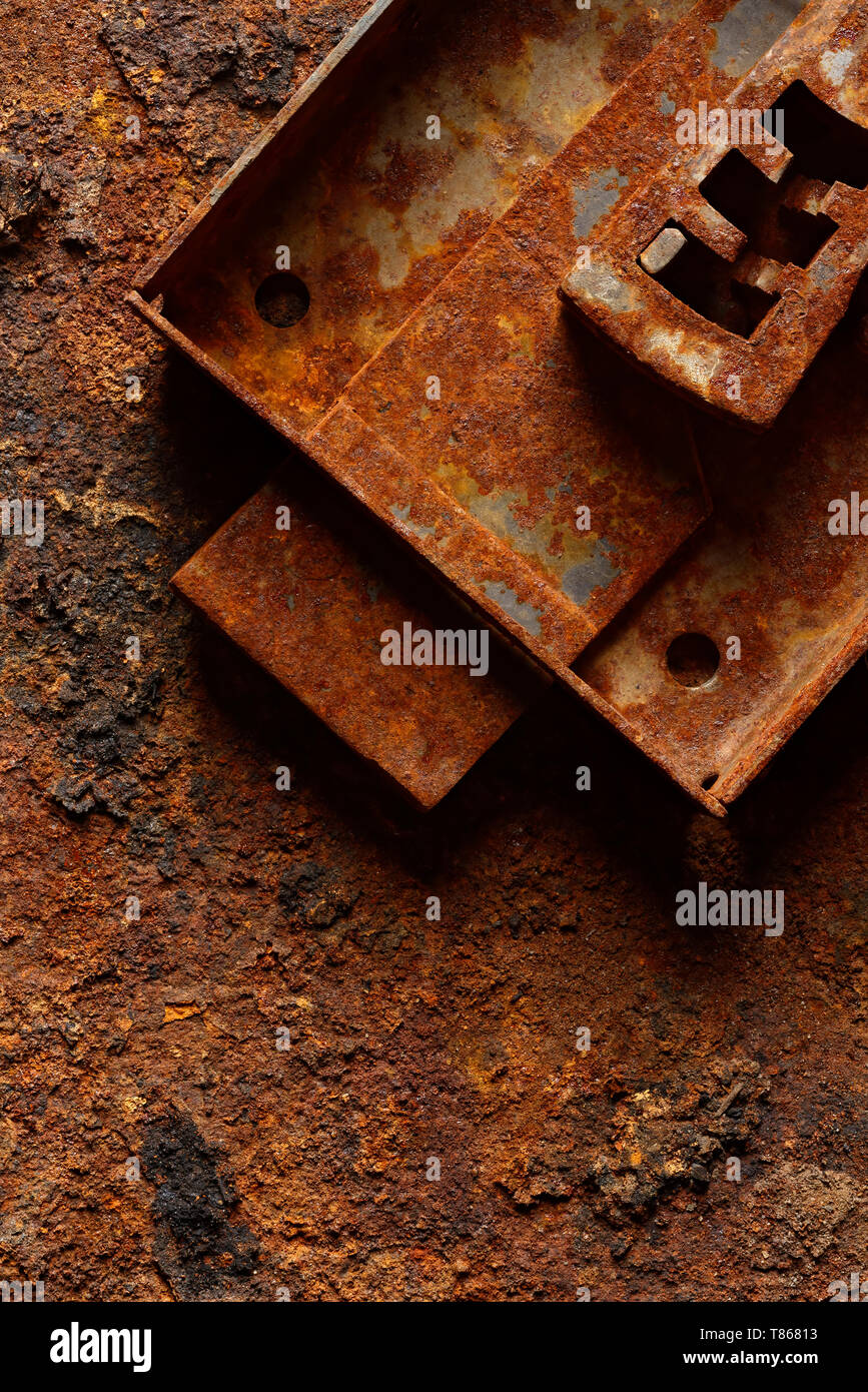 Backgrounds and textures: old broken corroded safe lock on rough rusty ...