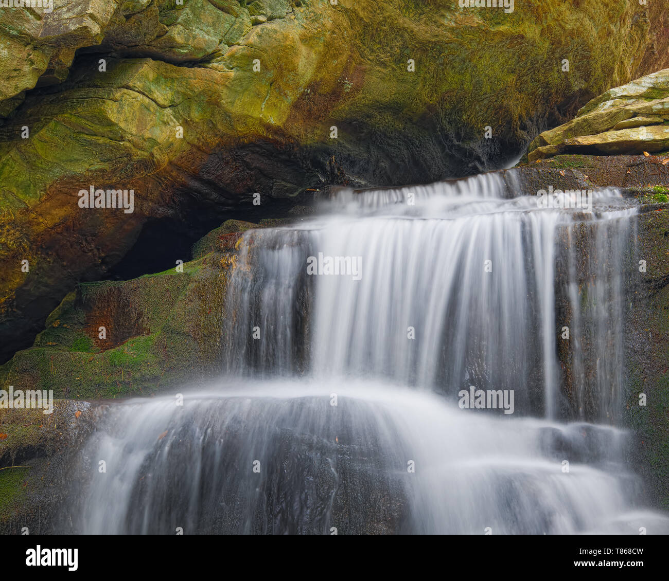 Base of Upper Cascade waterfall in Hanging Rock State Park, North ...