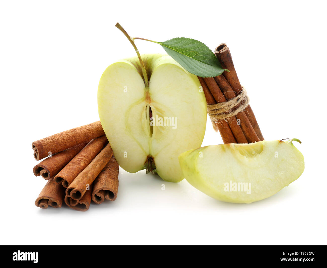 Cinnamon sticks green apple Cut Out Stock Images & Pictures - Alamy