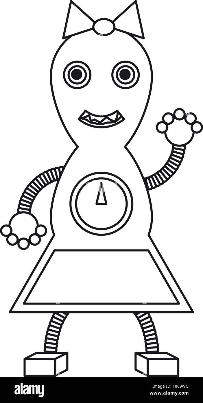 cartoon robot girl icon over white background vector illustration Stock ...