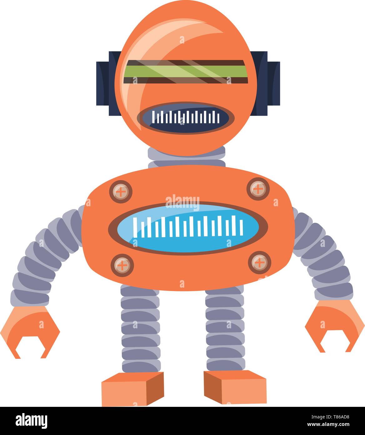 cartoon robot icon over white background colorful design vector ...