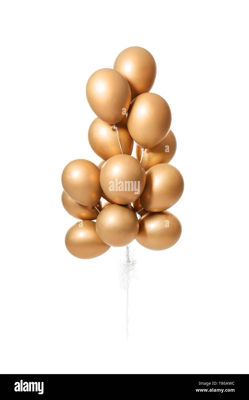 Many balloons on white background Stock Photo - Alamy