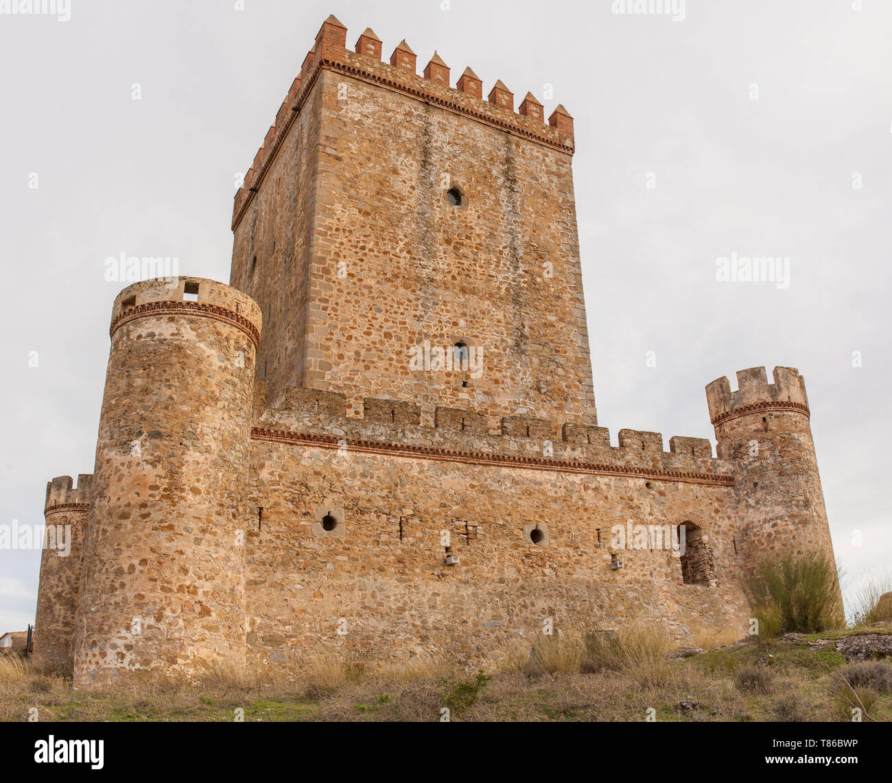 Nogales Castle, Badajoz, Spain. 15th Century defensive fortress. West ...