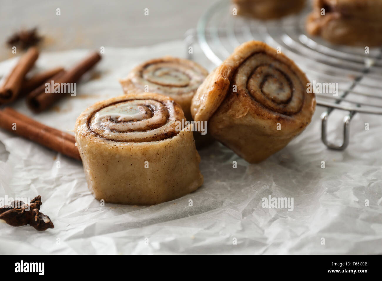 Rolled cinnamon buns on hi-res stock photography and images - Alamy
