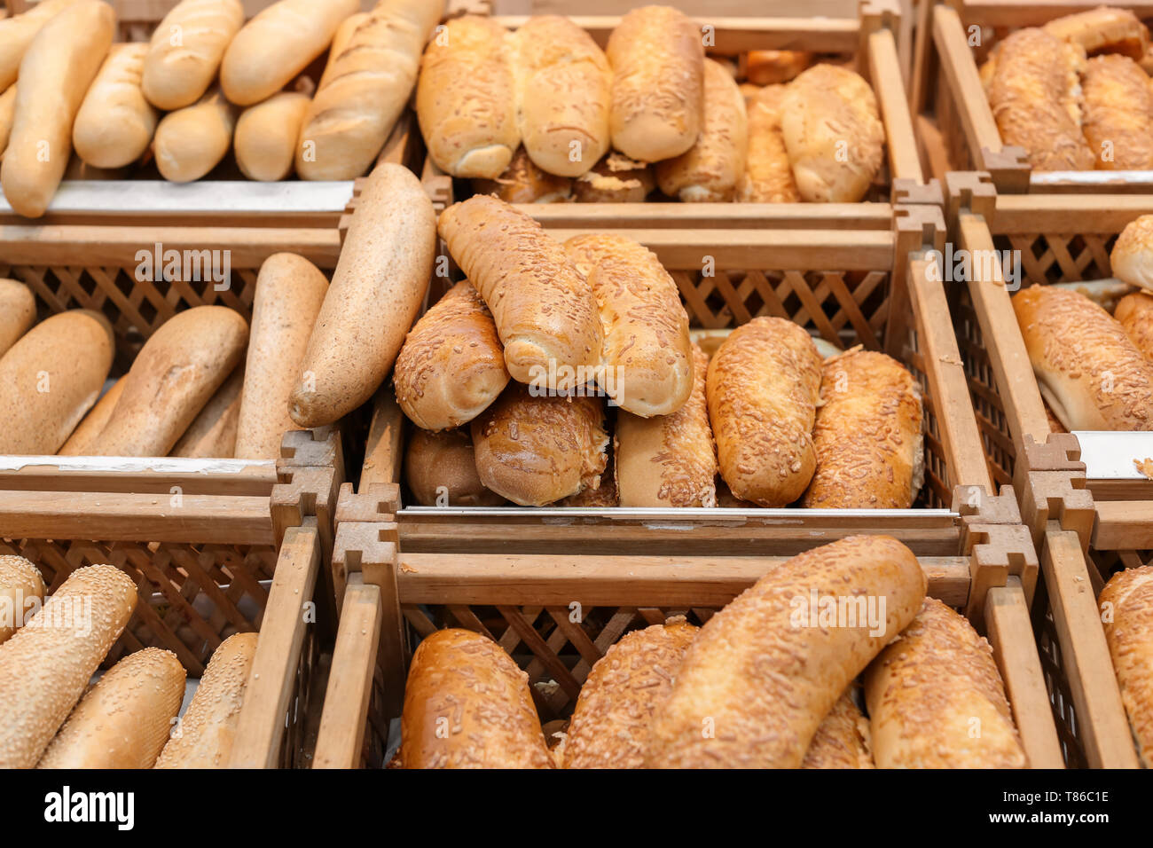 Fresh tasty bread in supermarket Stock Photo - Alamy