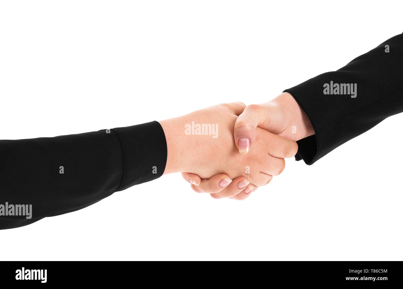 Female shaking hands job Cut Out Stock Images & Pictures - Alamy