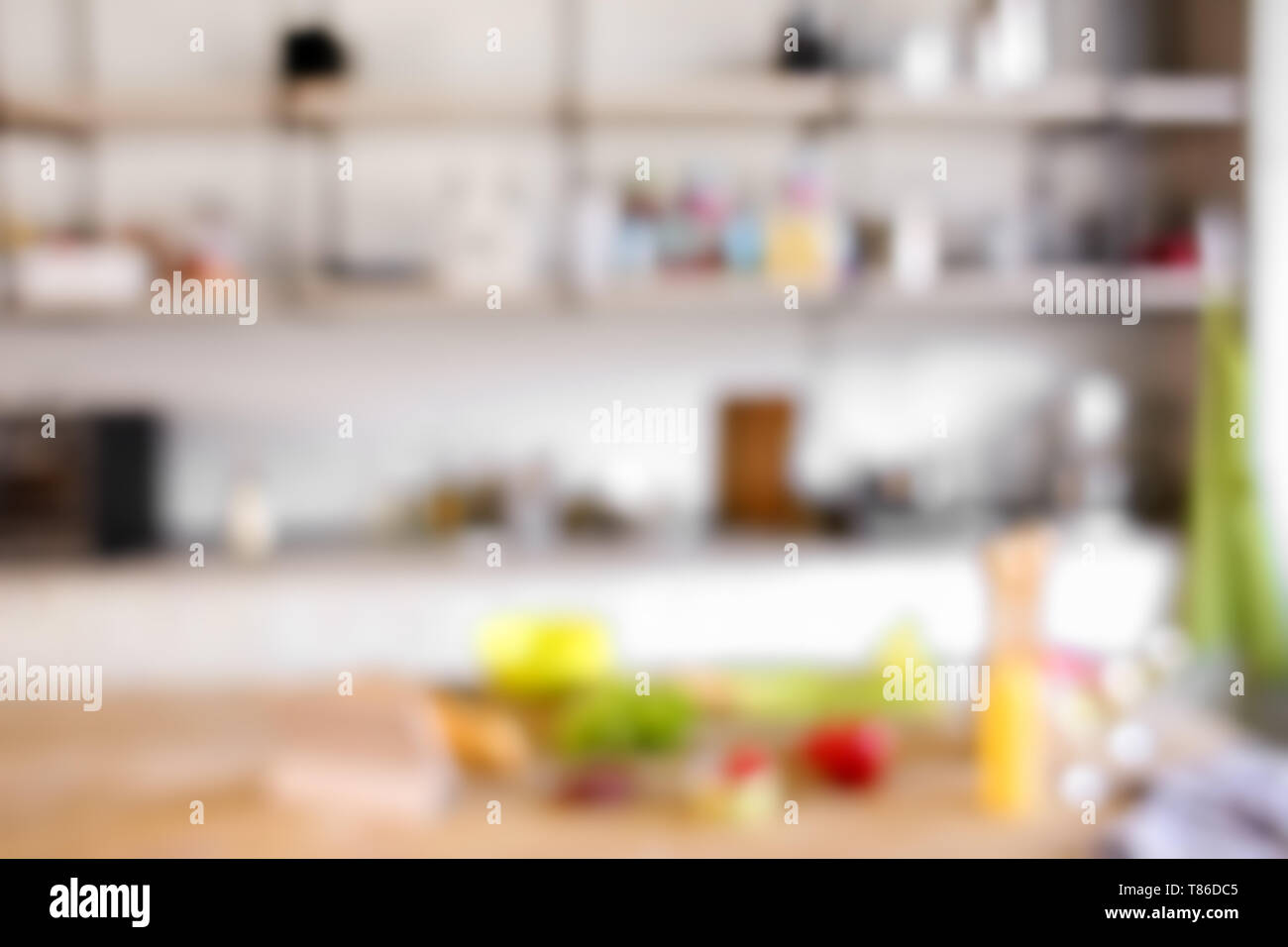 Blurred view of modern kitchen Stock Photo - Alamy