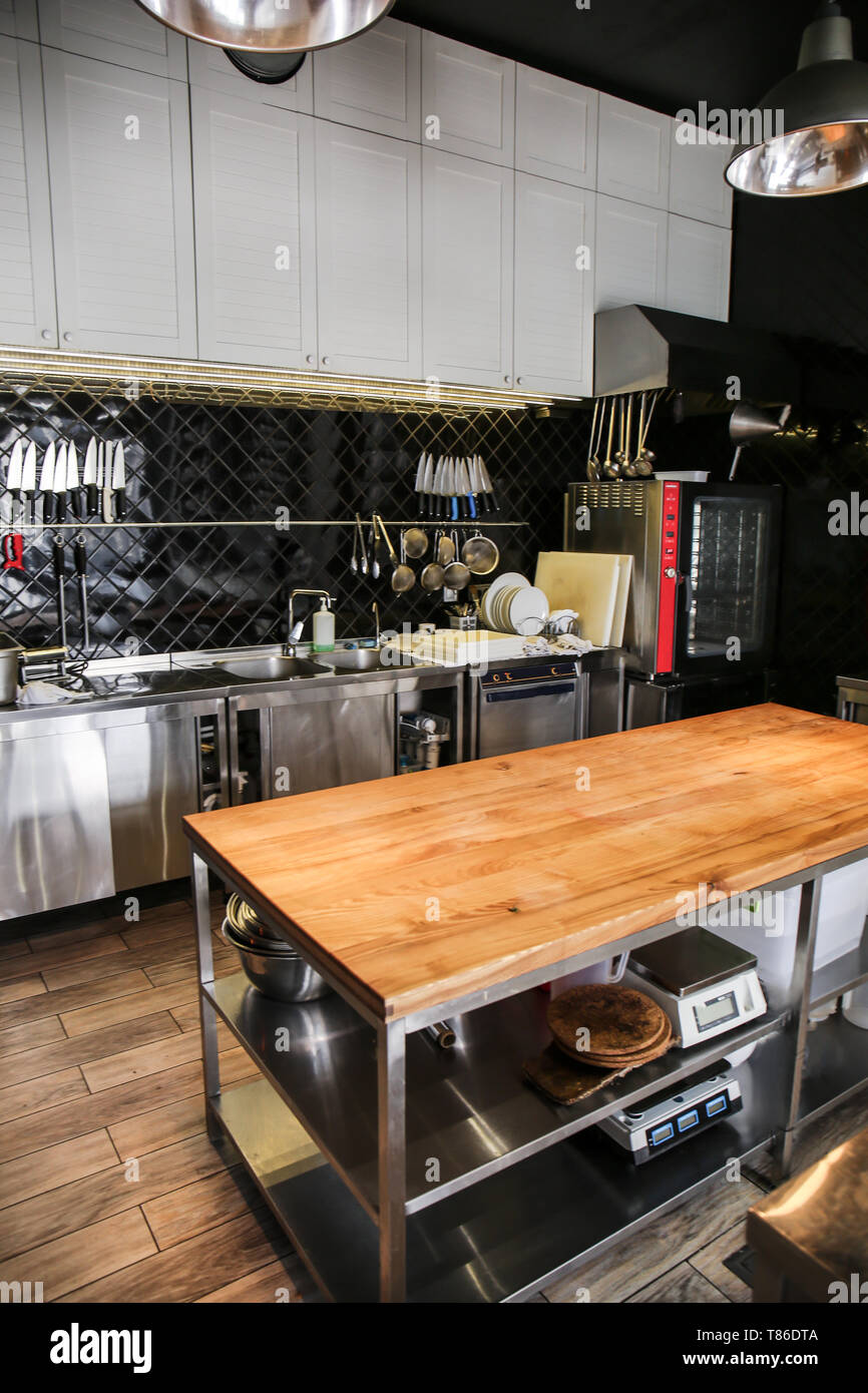 Interior of professional kitchen in restaurant Stock Photo - Alamy