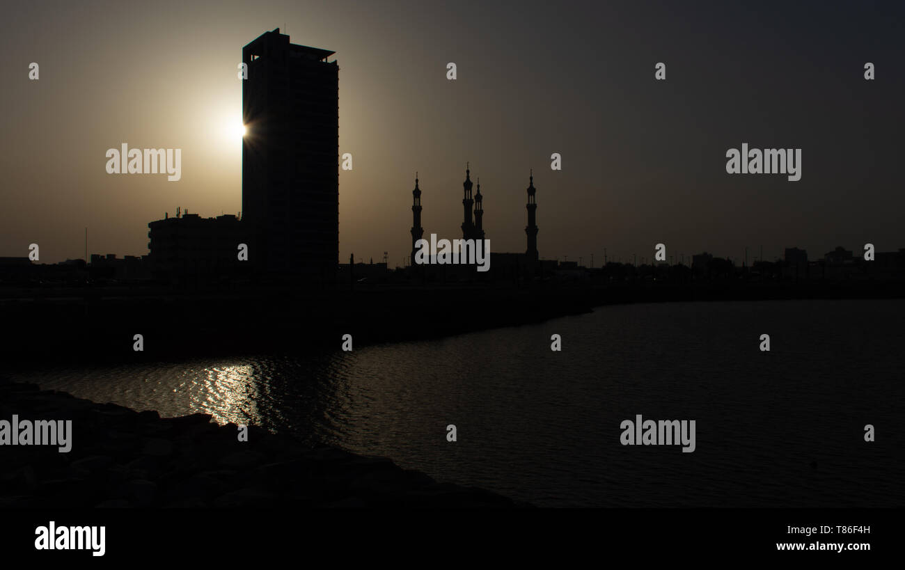 Silhouette sunet picture on Ras al Khiamah Corniche looking at Sheikh ...