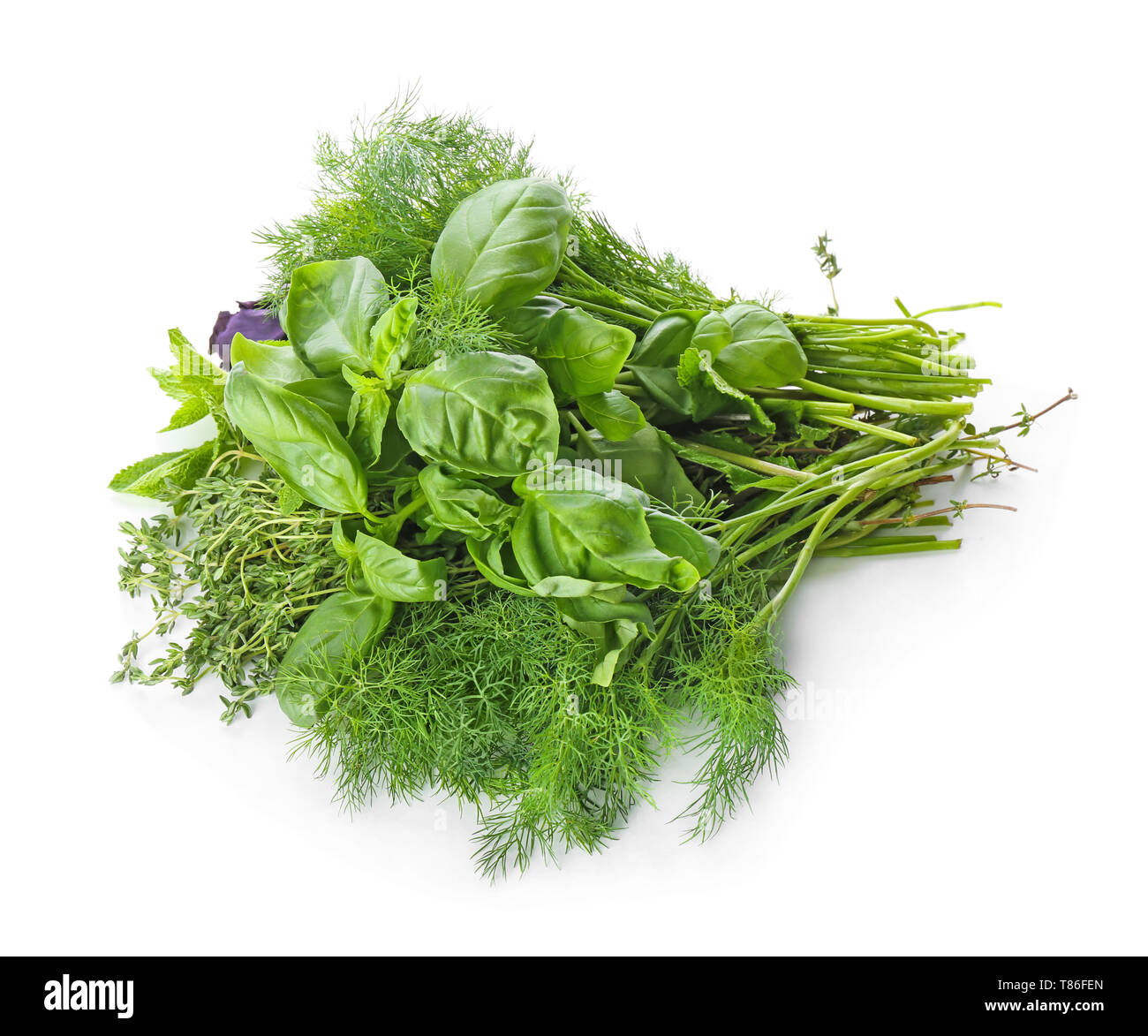 Fresh herbs on white background Stock Photo - Alamy