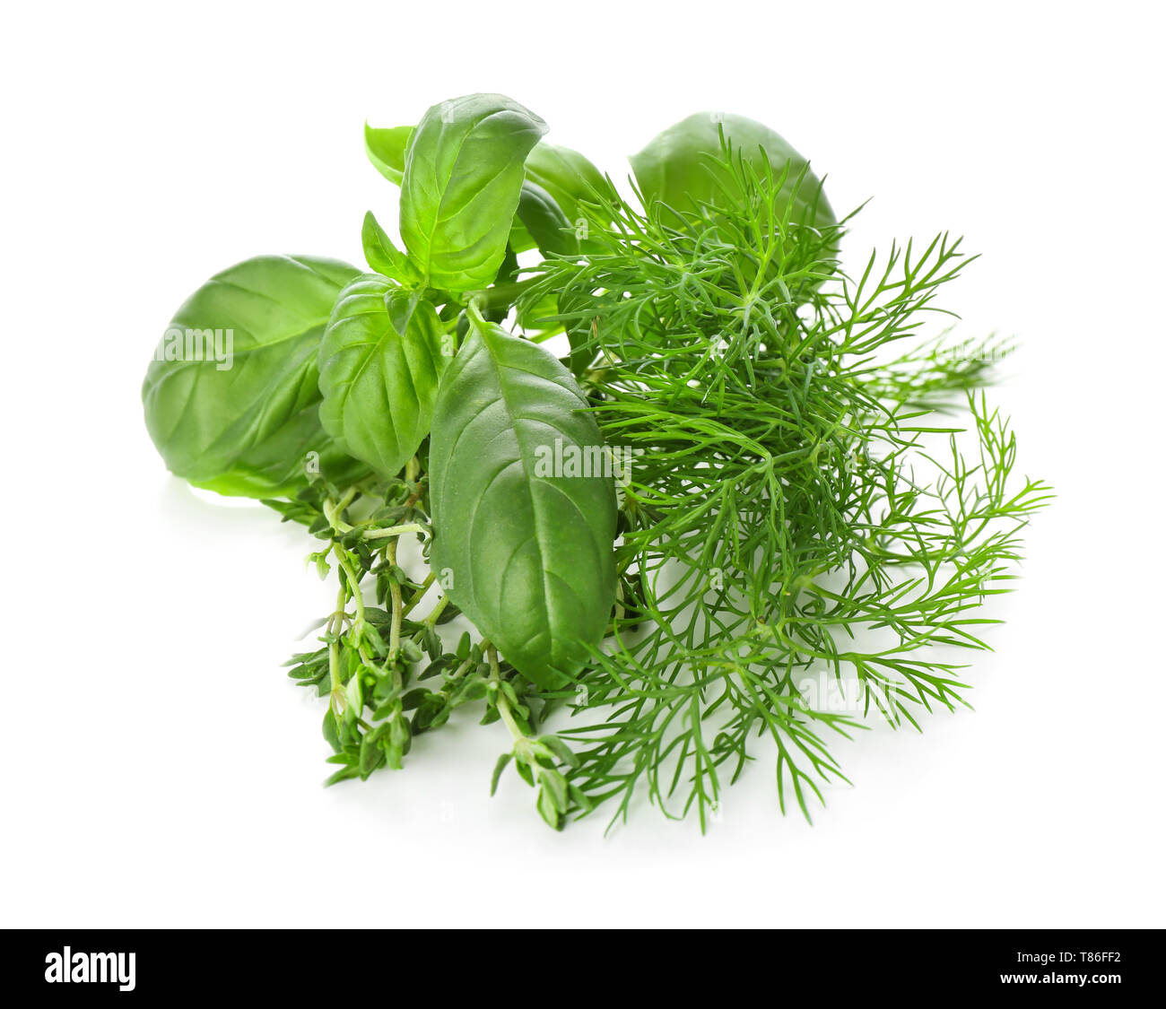 Fresh herbs on white background Stock Photo - Alamy
