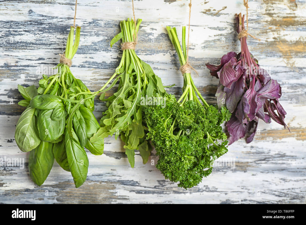 Bunches different aromatic herbs hi-res stock photography and images ...