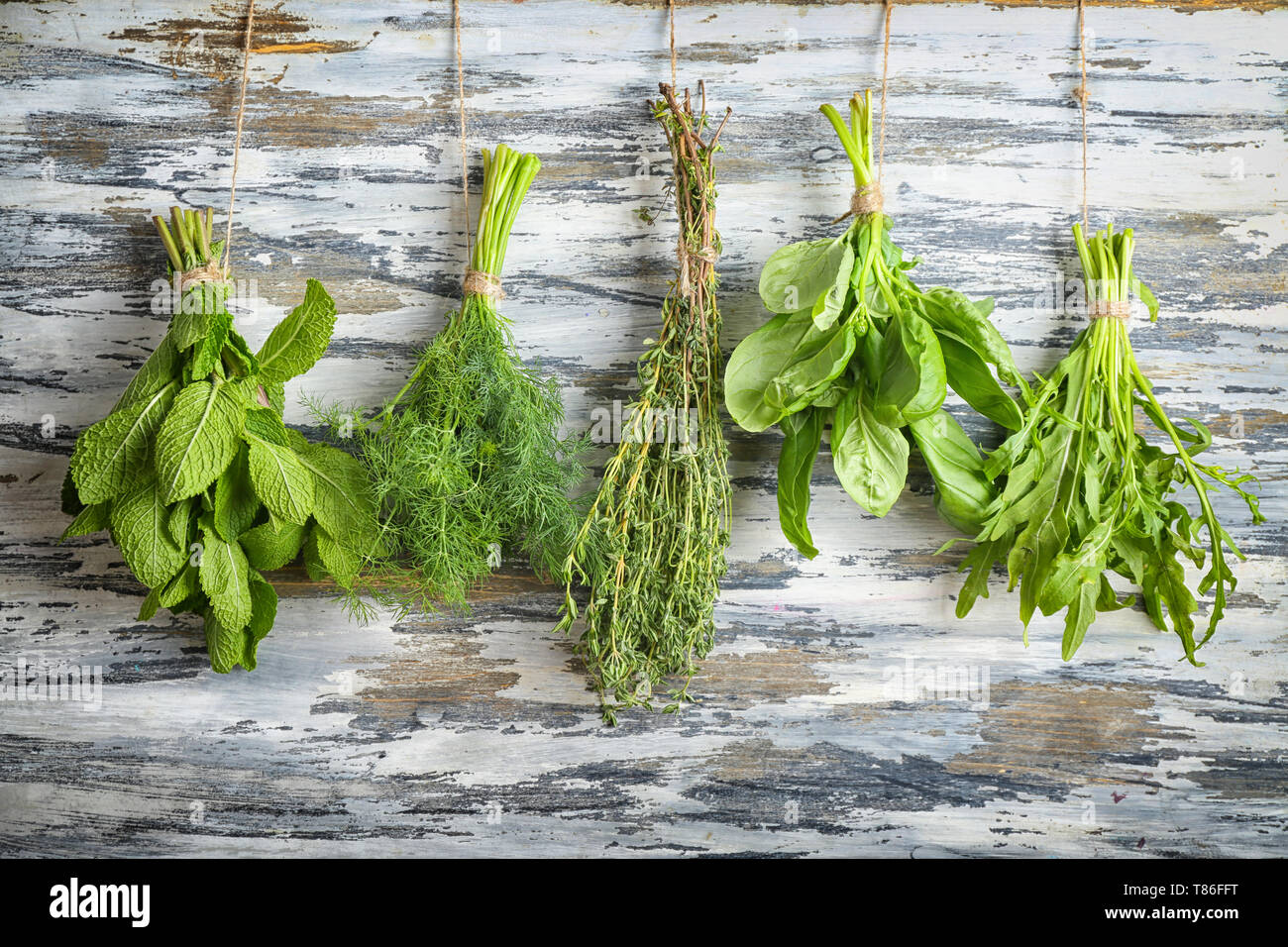 Bunches different aromatic herbs hi-res stock photography and images ...