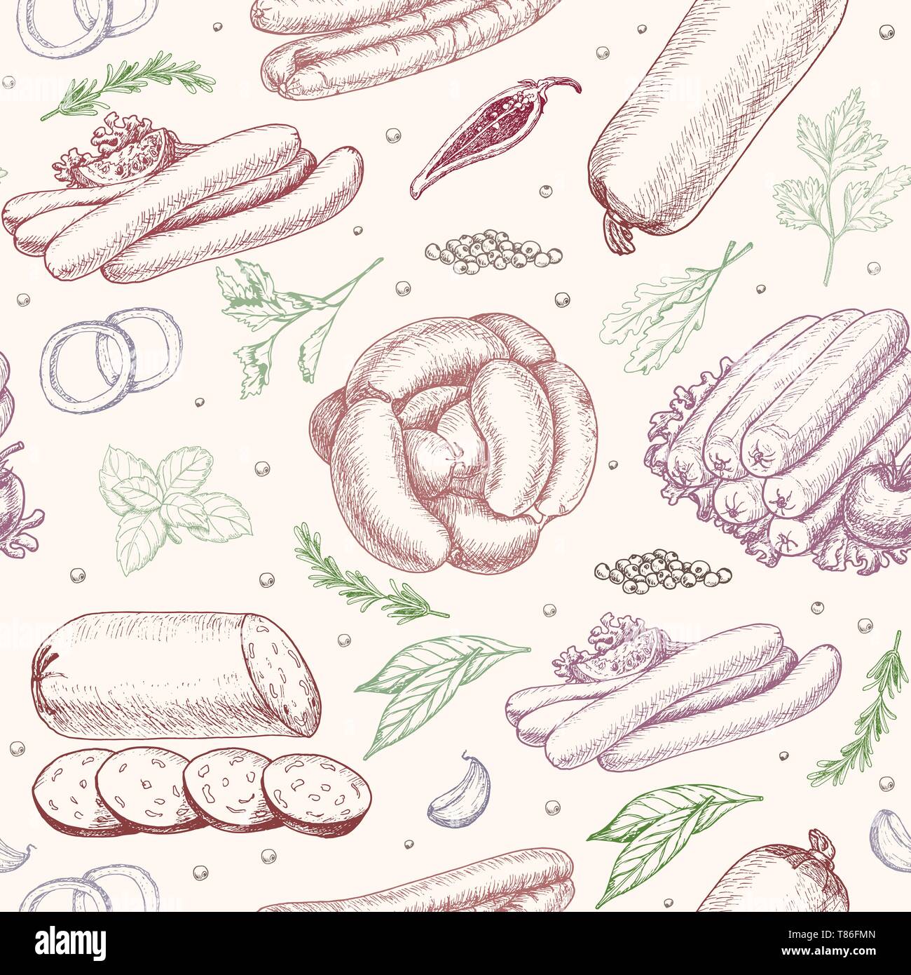 Vector pattern with meat products. Vector illustration for your design ...