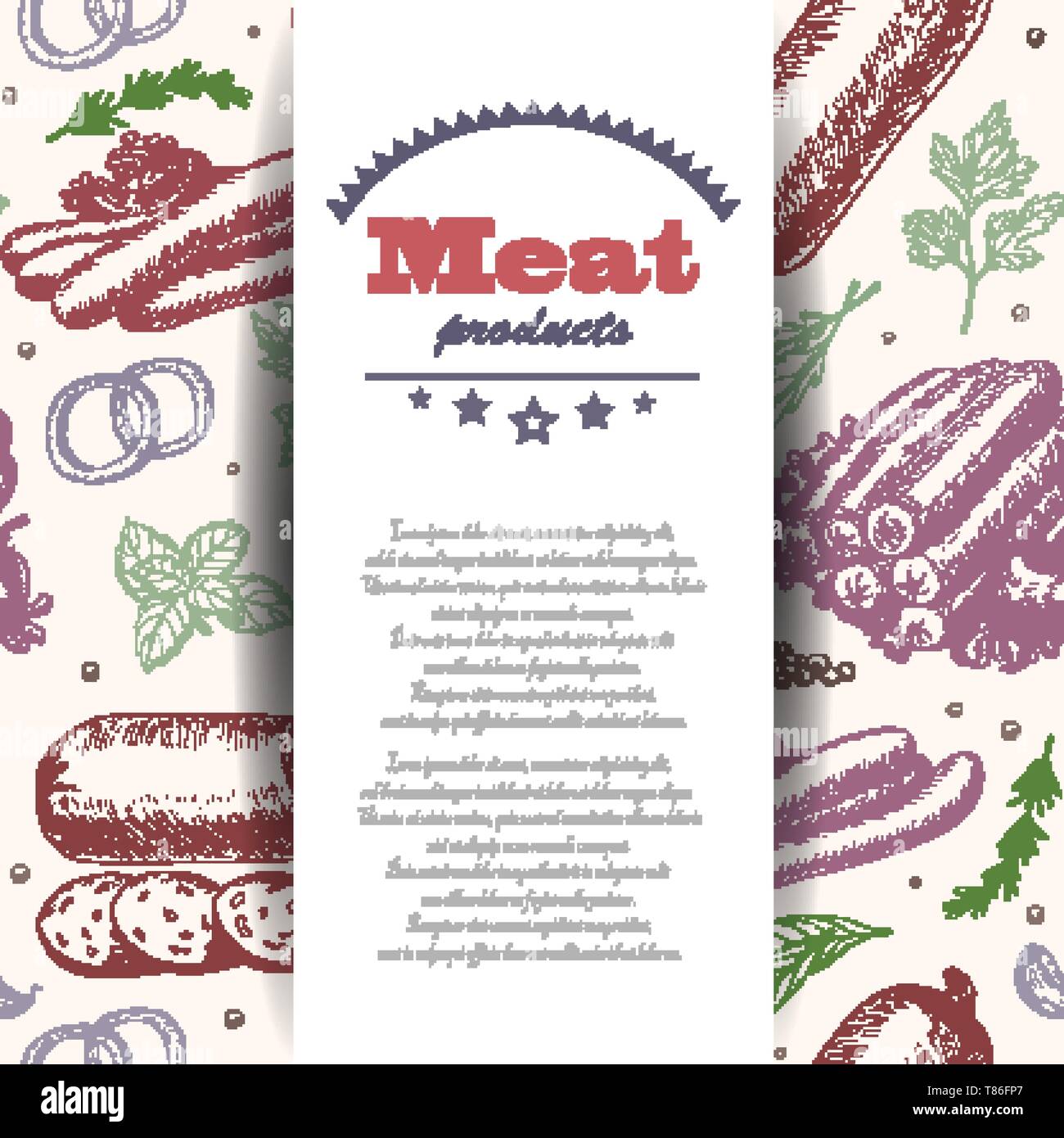 Vector background with meat products. Vector illustration for your ...