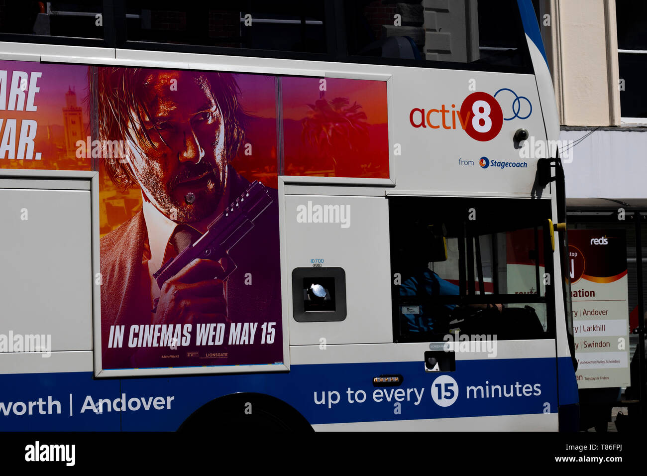 prepare for war motion picture advertisement on side of bus Stock Photo ...
