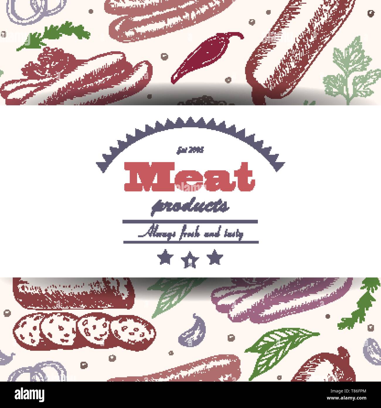 Vector background with meat products. Vector illustration for your ...