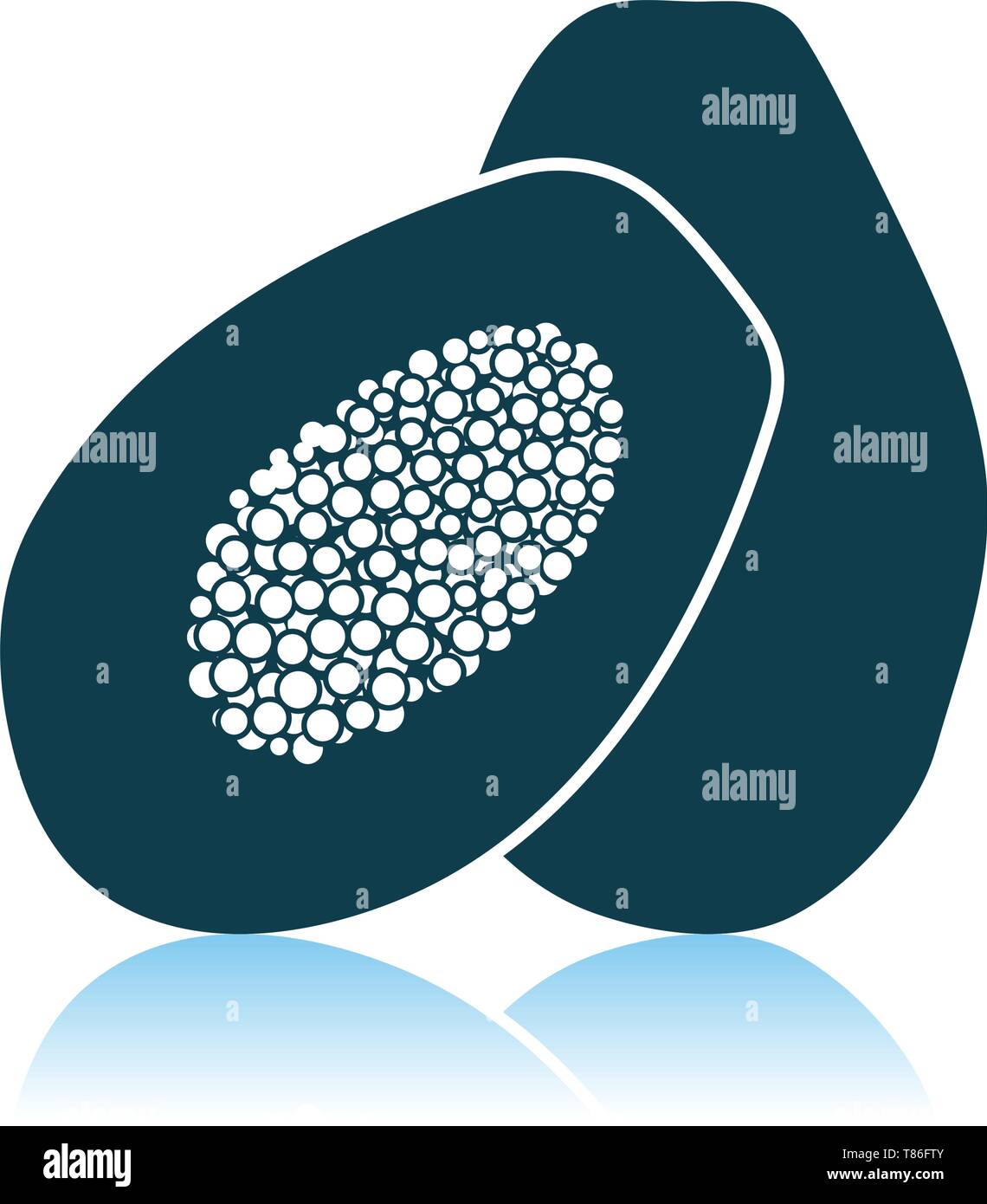 Papaya Icon On Gray Background. Shadow Reflection Design. Vector ...