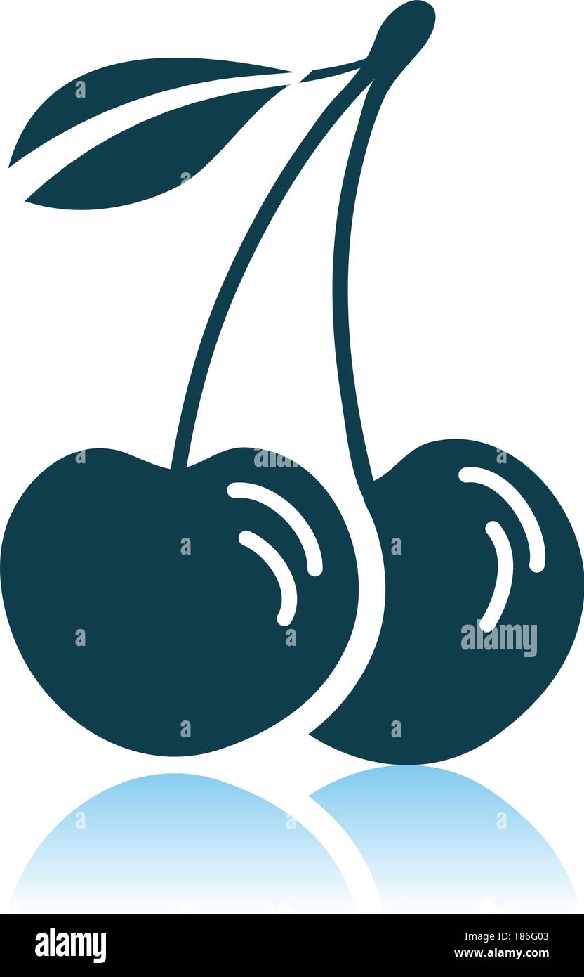 Cherry Icon On Gray Background. Shadow Reflection Design. Vector ...