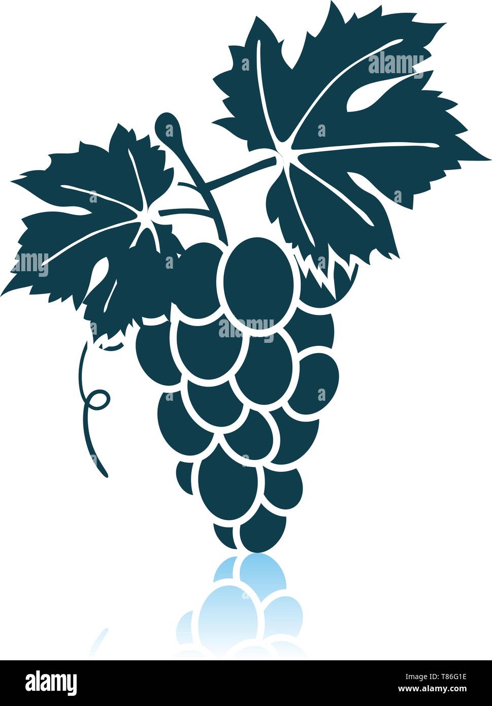 Grape Icon On Gray Background. Shadow Reflection Design. Vector ...