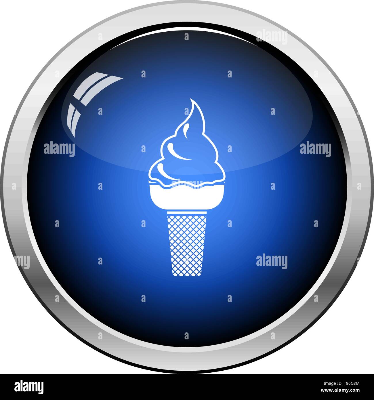 Ice Cream Icon. Glossy Button Design. Vector Illustration Stock Vector ...