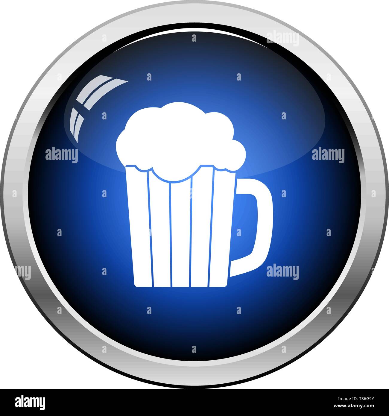 Mug Of Beer Icon. Glossy Button Design. Vector Illustration Stock ...
