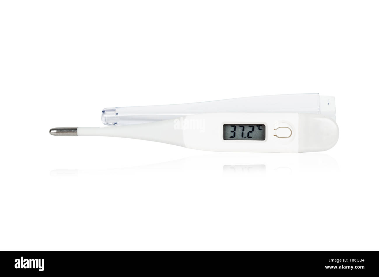 Electronic modern thermometer isolated on white background, Save ...