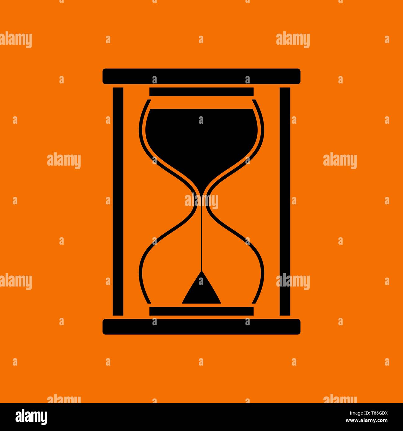 Hourglass Icon. Black on Orange Background. Vector Illustration Stock ...
