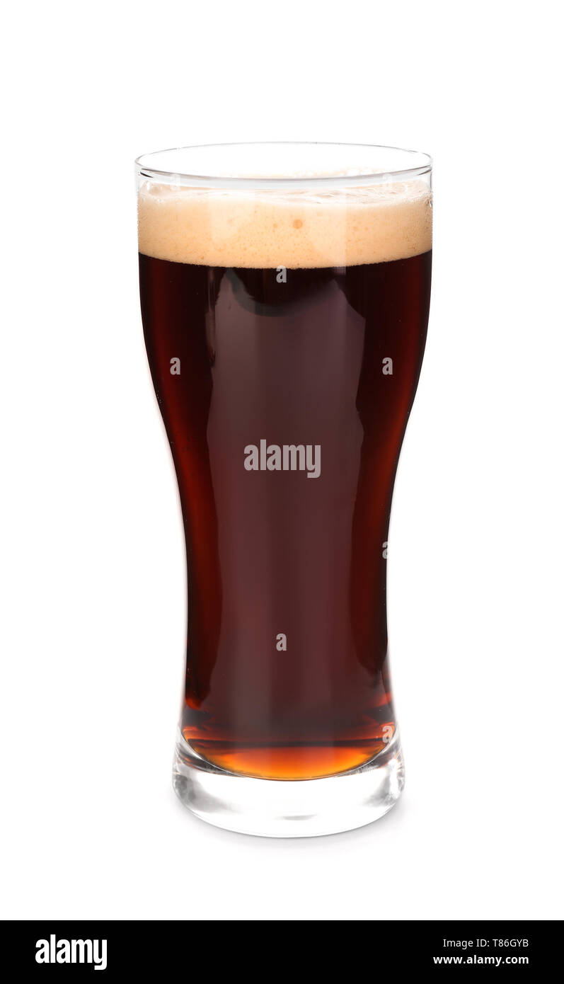 Glass of cold beer on white background Stock Photo - Alamy