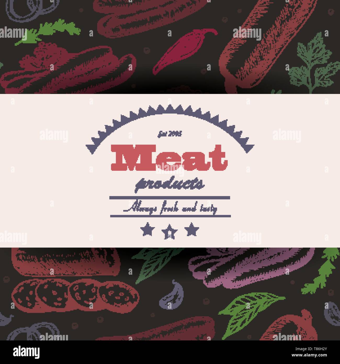 Vector background with meat products. Vector illustration for your ...