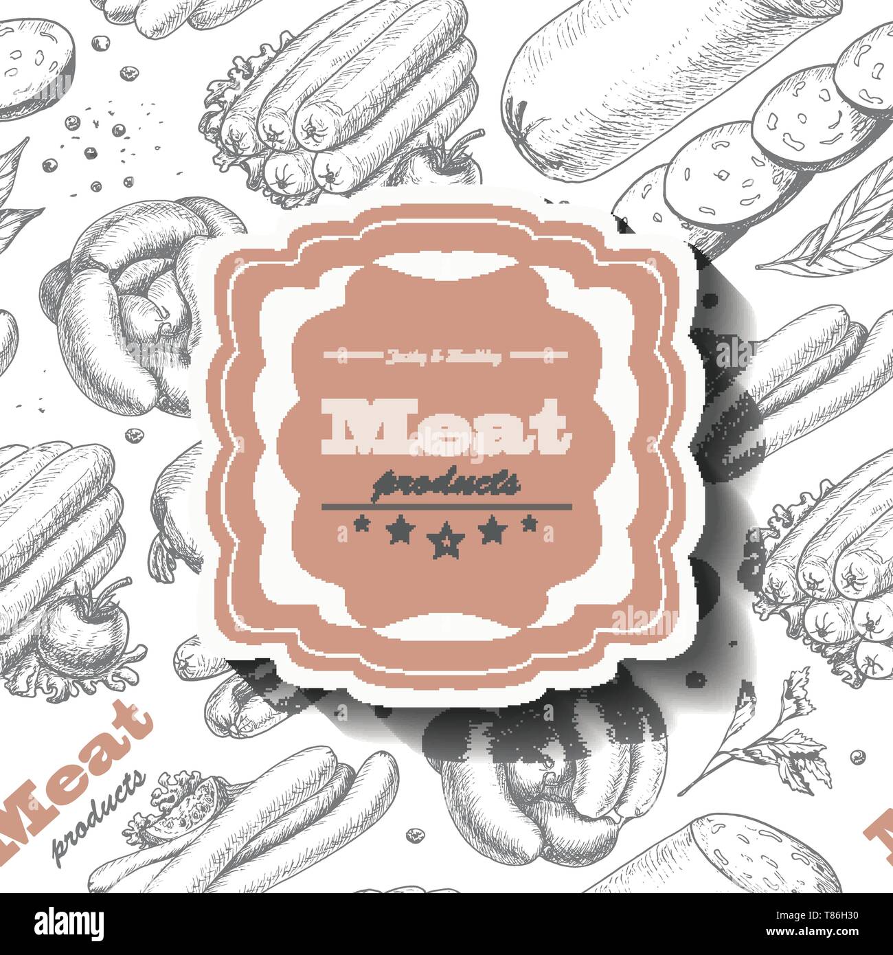 Vector background with meat products. Vector illustration for your ...