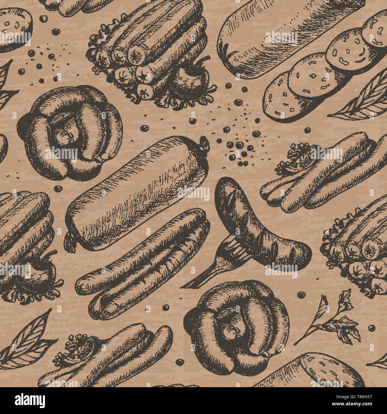 Vector pattern with meat products. Vector illustration for your design ...