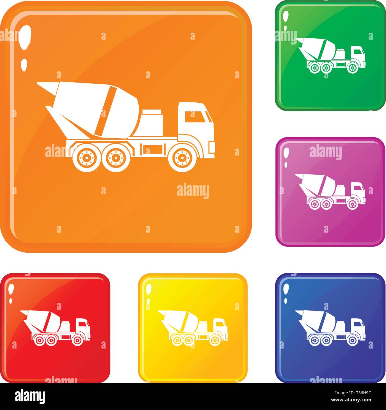 Building mixer for concrete icons set vector color Stock Vector Image ...