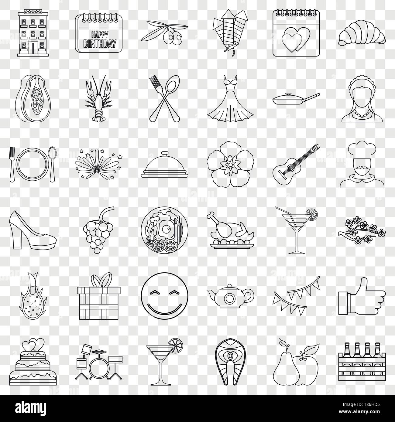 Banquet icons set, outline style Stock Vector Image & Art - Alamy