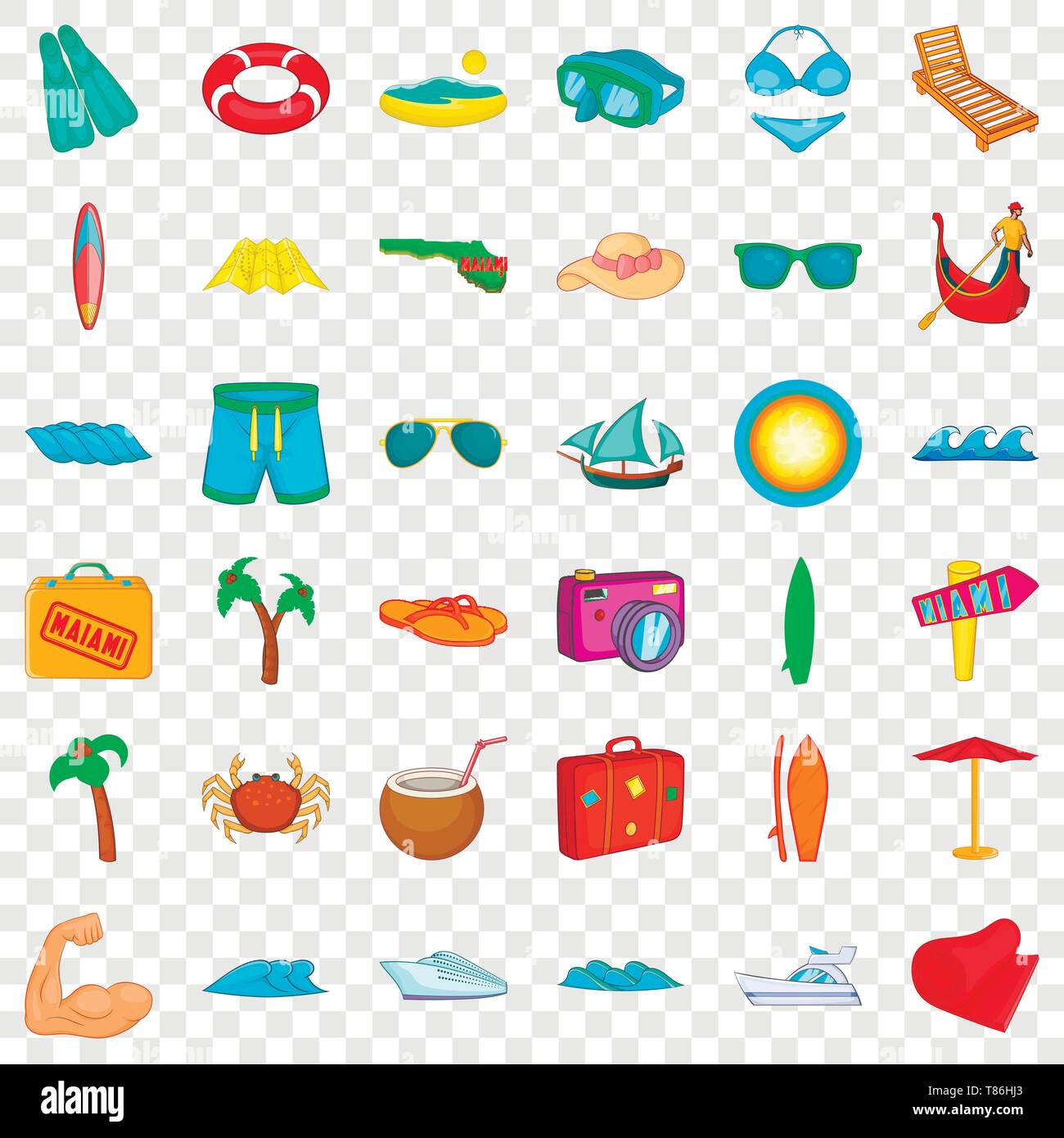 Beach icons set, cartoon style Stock Vector Image & Art - Alamy