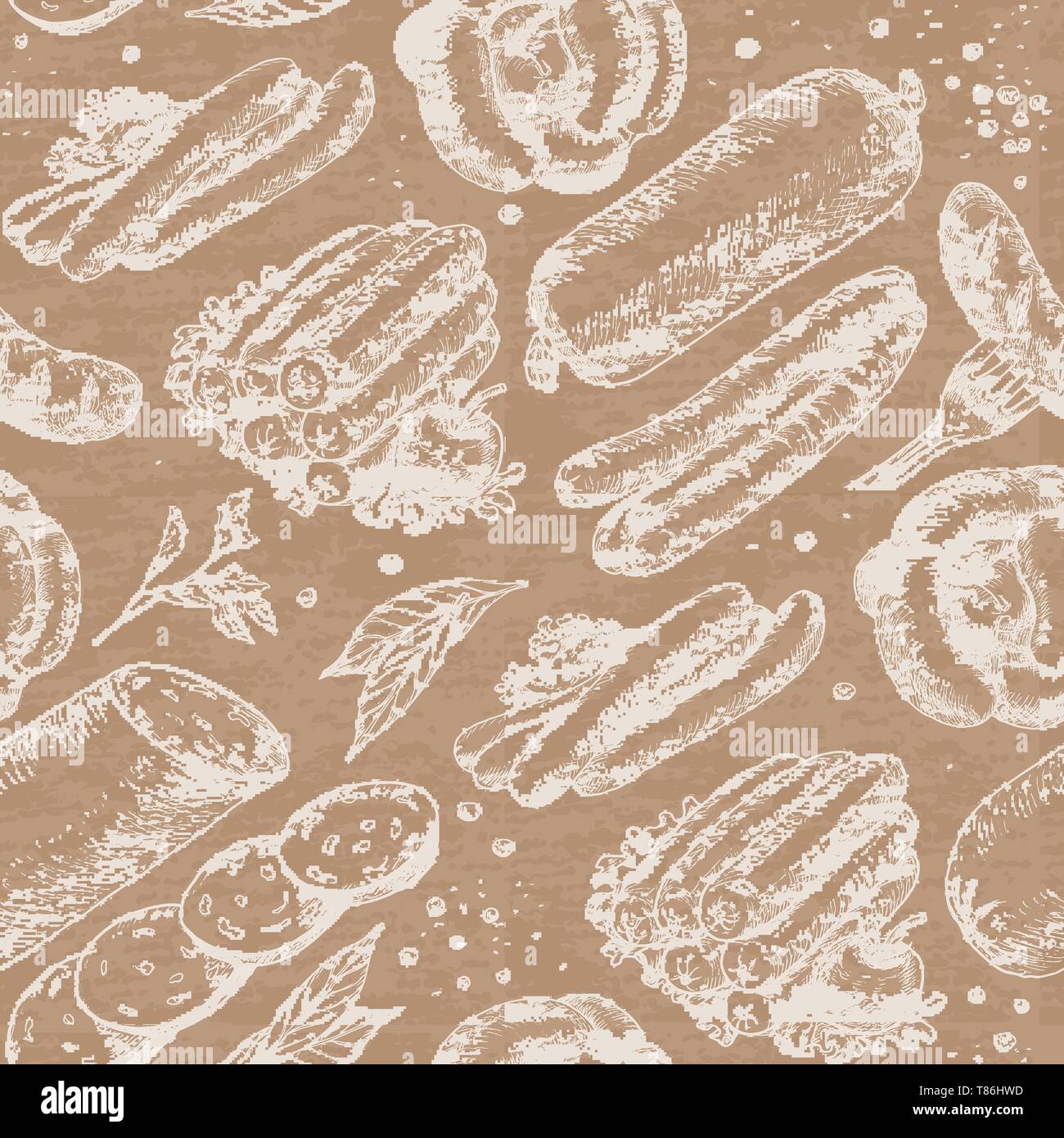 Vector pattern with meat products. Vector illustration for your design ...